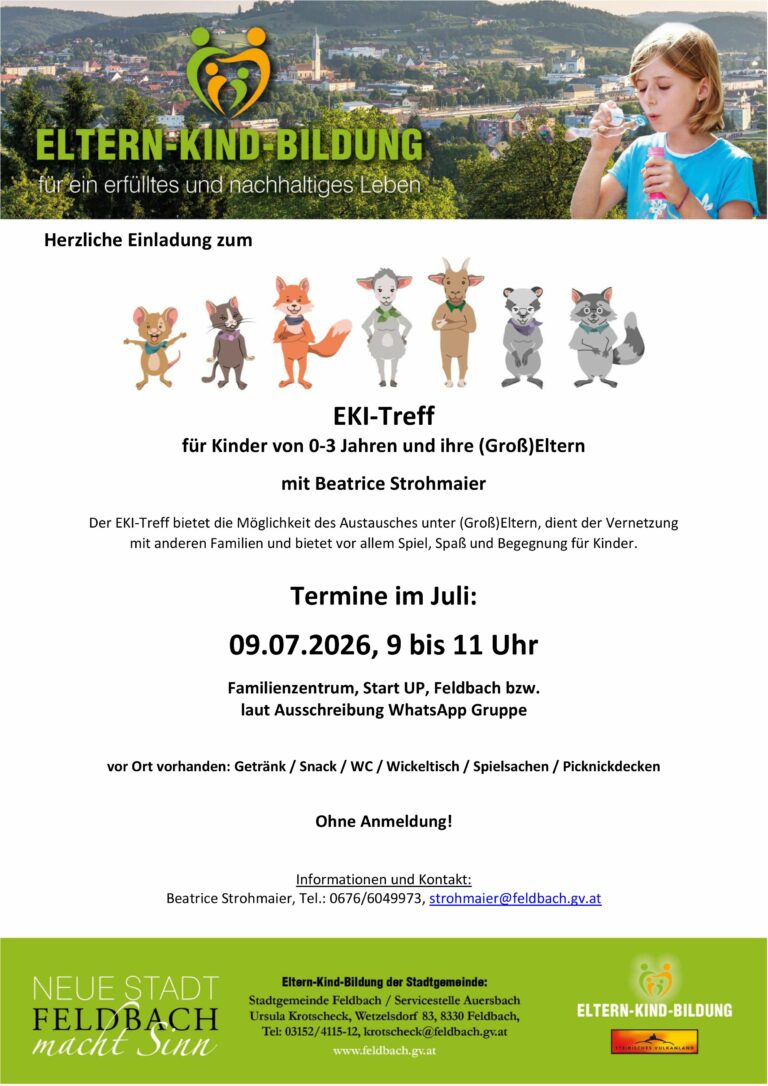 EKI-Treffs im Juli Donnerstag, 09.07.2026, 9 bis 11 Uhr, Start UP ...